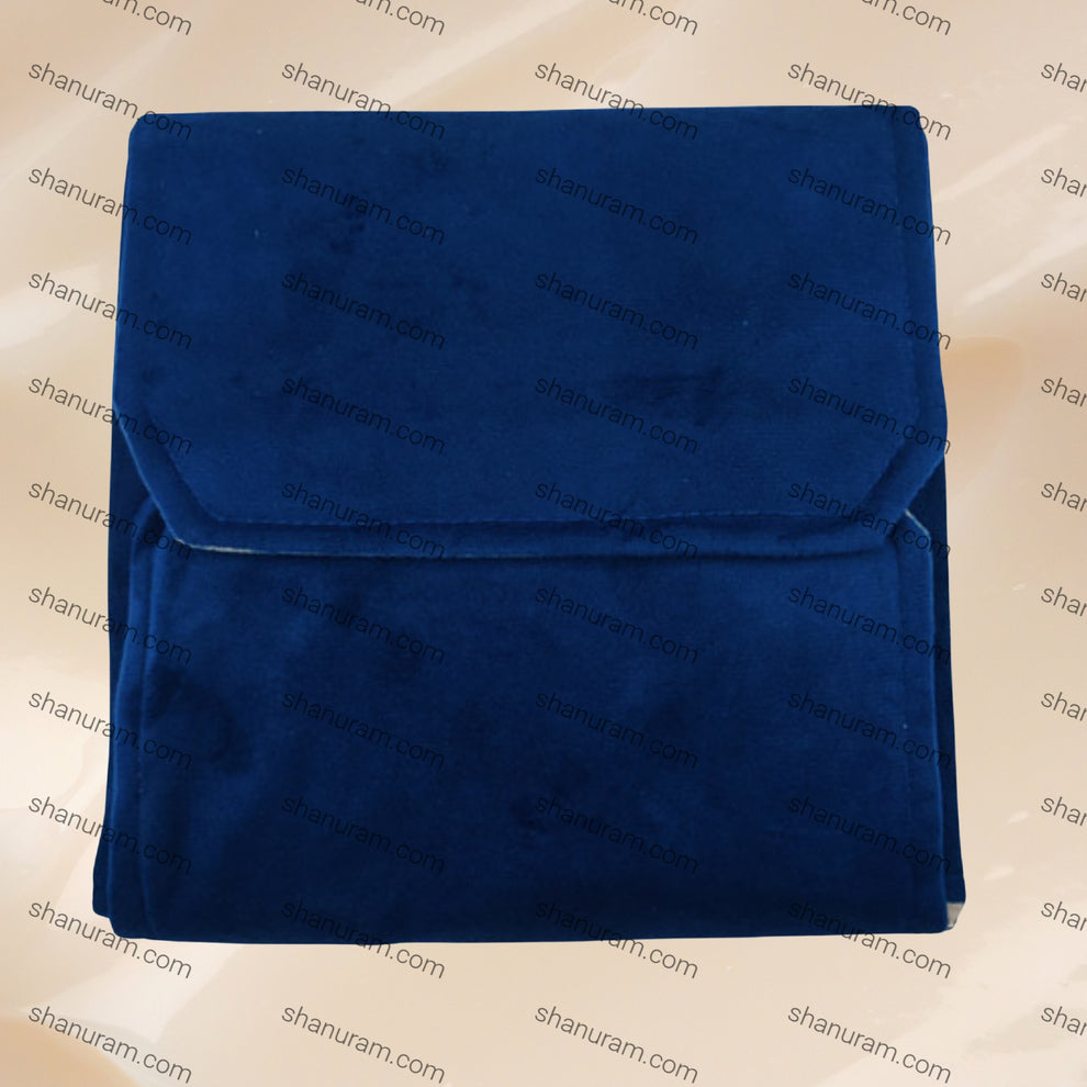 Navy Blue Suede Necklace Set Folder | Jewelry Storage 8x8 Inch – TEZ RAFTAR